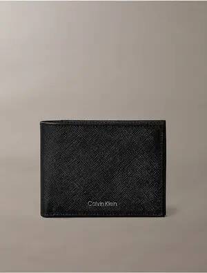 Calvin Klein Saffiano Leather Slim Bifold Wallet - Black