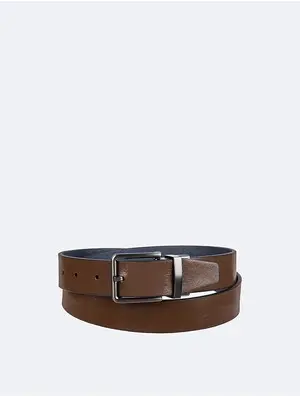 Calvin Klein Saffiano Leather Reversible Belt - Brown/blue