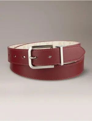 Calvin Klein Reversible Monogram Logo Belt - Burgundy