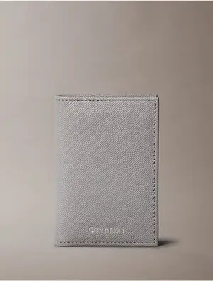 Calvin Klein Refined Saffiano Compact Bifold Wallet Titanium