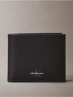 Calvin Klein Center Monogram Logo Bifold Wallet - Black