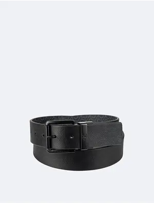 Calvin Klein Solid Square Buckle Belt - Black / Aop