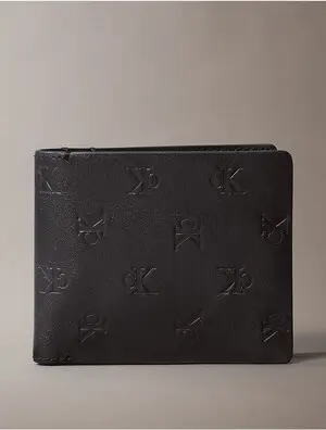 Calvin Klein Embossed Monogram Bifold Wallet - Black