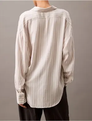 Calvin Klein Relaxed Viscose Button-down Shirt - Subway Stripe