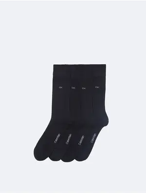 Calvin Klein Flat Knit Logo 4-pack Dress Socks - Black