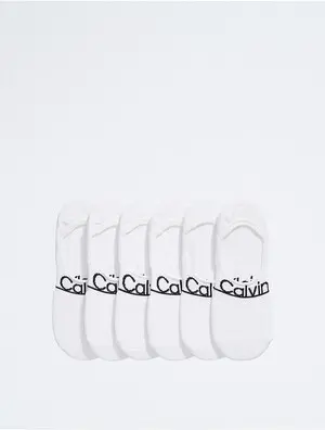 Calvin Klein 6-pack Flat Knit Liner Socks - White