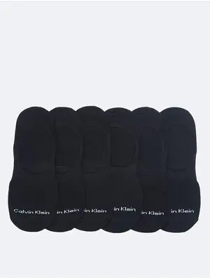 Calvin Klein Flat Knit Logo 6-pack Liner Socks - Black