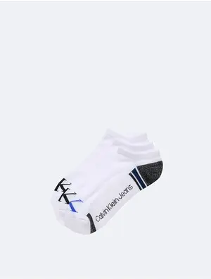 Calvin Klein Monogram Cushion No Show Socks 3 Pack - White