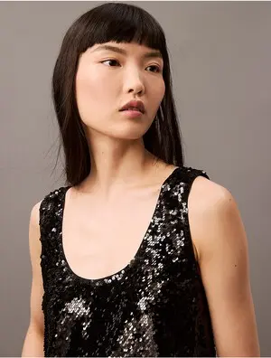 Calvin Klein Sequin Tank Top - Black Beauty