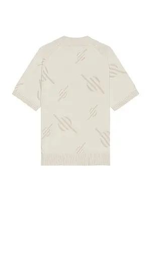 DAILY PAPER Monogram Knit Polo In Cream