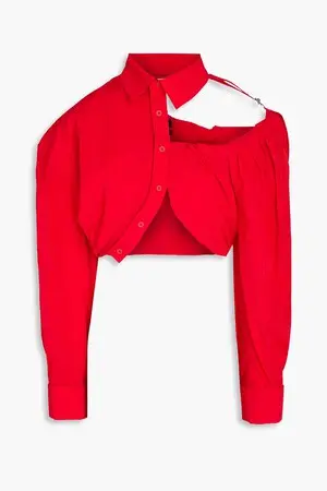 Jacquemus Cropped Cutout Taffeta Shirt
