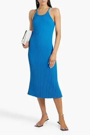 Proenza Schouler Vida Ribbed-knit Midi Dress - Azure