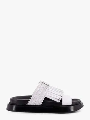 Alexander McQueen Leather Fringe Sandals - White
