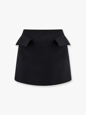 Alexander McQueen Mini Skirt In Wool - Black