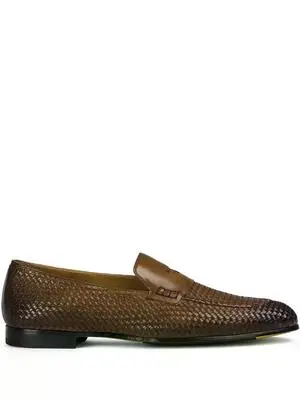 DOUCAL'S Woven Leather Loafers - Brown