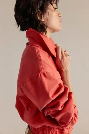 Free People Birdie Track Jacket - Poppy Red