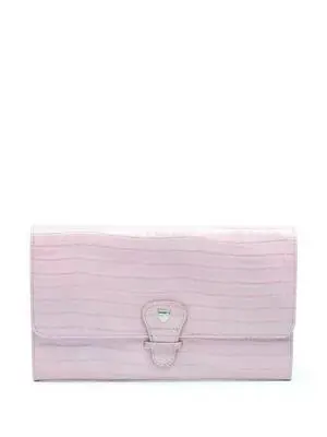 ASPINAL OF LONDON Crocodile-embossed Travel Wallet - Pink