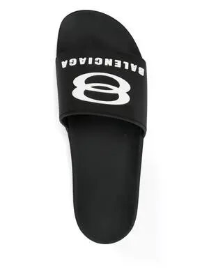 Balenciaga Logo-embroidered Pool Slides - Black