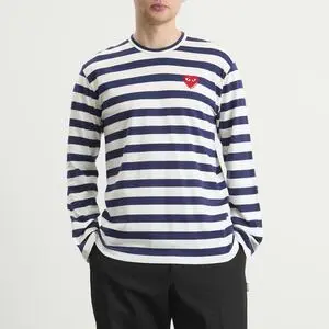 Play Comme Des Garcon Studded Heart Long Sleeve T-shirt