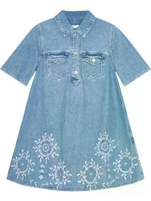 GANNI Embroidered Denim Shirt Dress