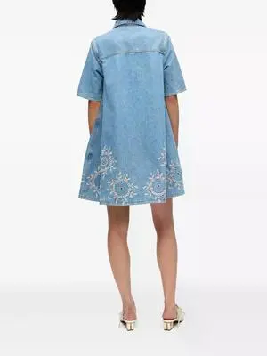 GANNI Embroidered Denim Shirt Dress