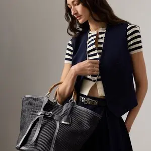 Ralph Lauren Braided Raffia Large Tote - Lux Navy