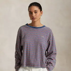 Ralph Lauren Striped Jersey Cropped Long-sleeve Tee