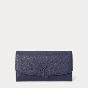 Ralph Lauren Pebbled Large Cameryn Flap Wallet - Refined Navy