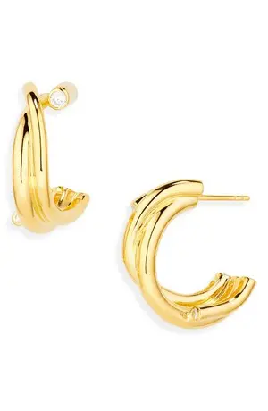 Completedworks Cubic Zirconia Hoop Earrings - 18ct Gold Plated