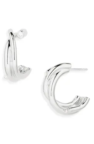 Completedworks Cubic Zirconia Hoop Earrings - Silver Plated