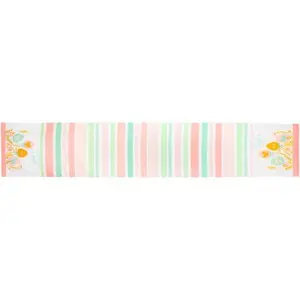 NORTHLIGHT Striped Pastel Happy Easter Table Runner72" And Green Green