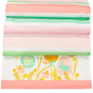 NORTHLIGHT Striped Pastel Happy Easter Table Runner72" And Green Green