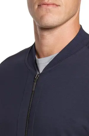 Hanro Living Cotton Zip-up Varsity Jacket - Black Iris