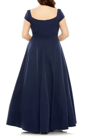 Mac Duggal Cap Sleeve Square Neck Ballgown - Midnight