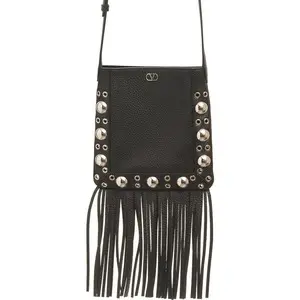 Valentino Garavani Small Nellcôte Fringe Stud Crossbody Bag - 0no Nero