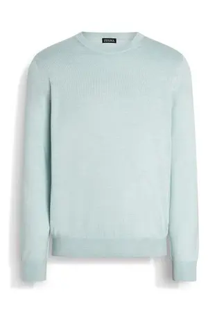 Zegna Crossover Silk Blend Crewneck Sweater - Aqua