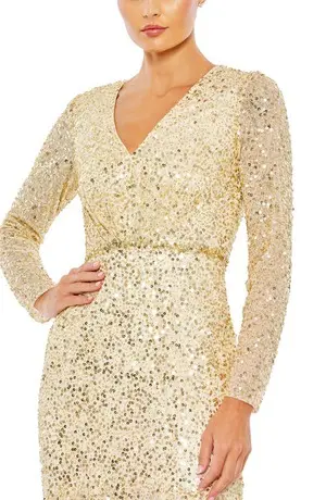 Mac Duggal Faux Wrap Tea-length Dress