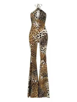 Roberto Cavalli Jaguar-print Jumpsuit - Neutrals