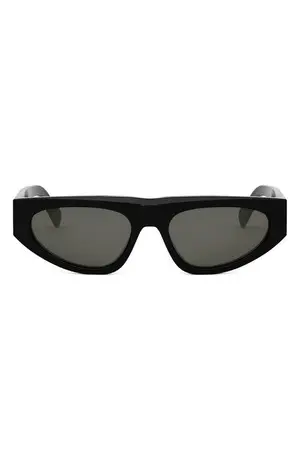 Celine Monochroms 55mm Geometric Sunglasses - Shiny Black / Smoke