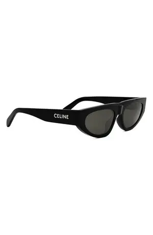 Celine Monochroms 55mm Geometric Sunglasses - Shiny Black / Smoke