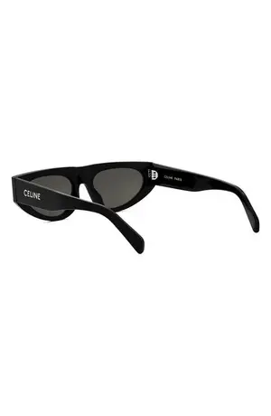 Celine Monochroms 55mm Geometric Sunglasses - Shiny Black / Smoke