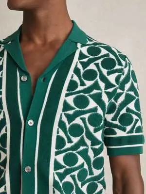 REISS Edmonds Abstract Pattern Towelling Shirt