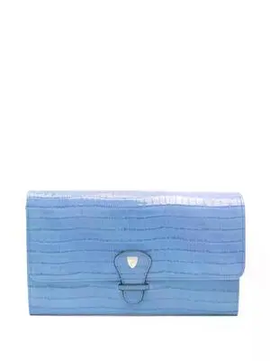 ASPINAL OF LONDON Crocodile-embossed Travel Wallet - Blue