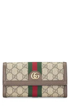 Gucci Gg Supreme Canvas Ophidia Continental Wallet - Brown