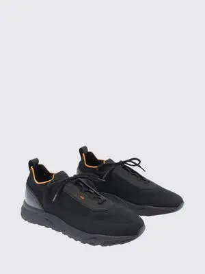 Santoni Low Top Stretch Technical Fabric Lace-up Sneakers