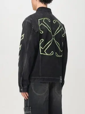 Off-White Denim Jacket With Graphic Detailing - Black