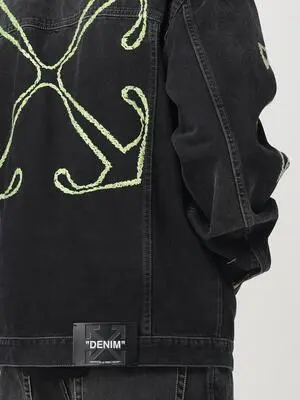 Off-White Denim Jacket With Graphic Detailing - Black