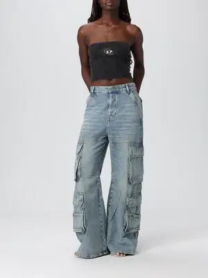 DIESEL® Ribbed Logo Tube Top - Black