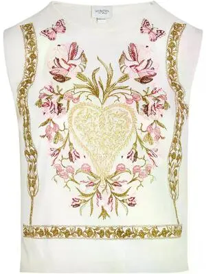 Giambattista Valli Floral-embroidered Tank Top - White