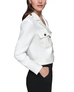 Karl Lagerfeld Paris Short Tweed Jacket - Soft White